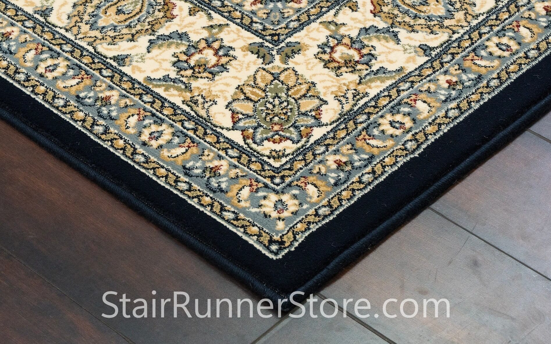 Ancient Garden 57120 Navy Area Rug | StairRunnerStore