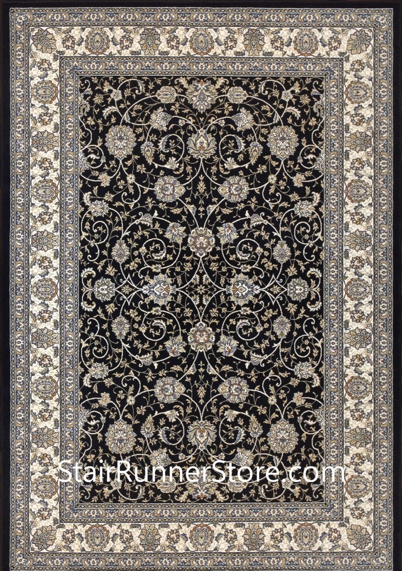 Ancient Garden 57120 Navy Area Rug | StairRunnerStore